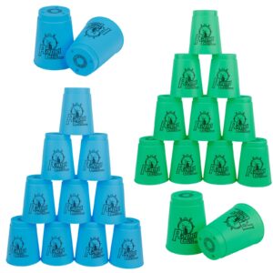 yeesport sport stacking cups, 24pcs sports stacking cups speed training game for challenge competition travel party gift for kids and adults (blue+green)