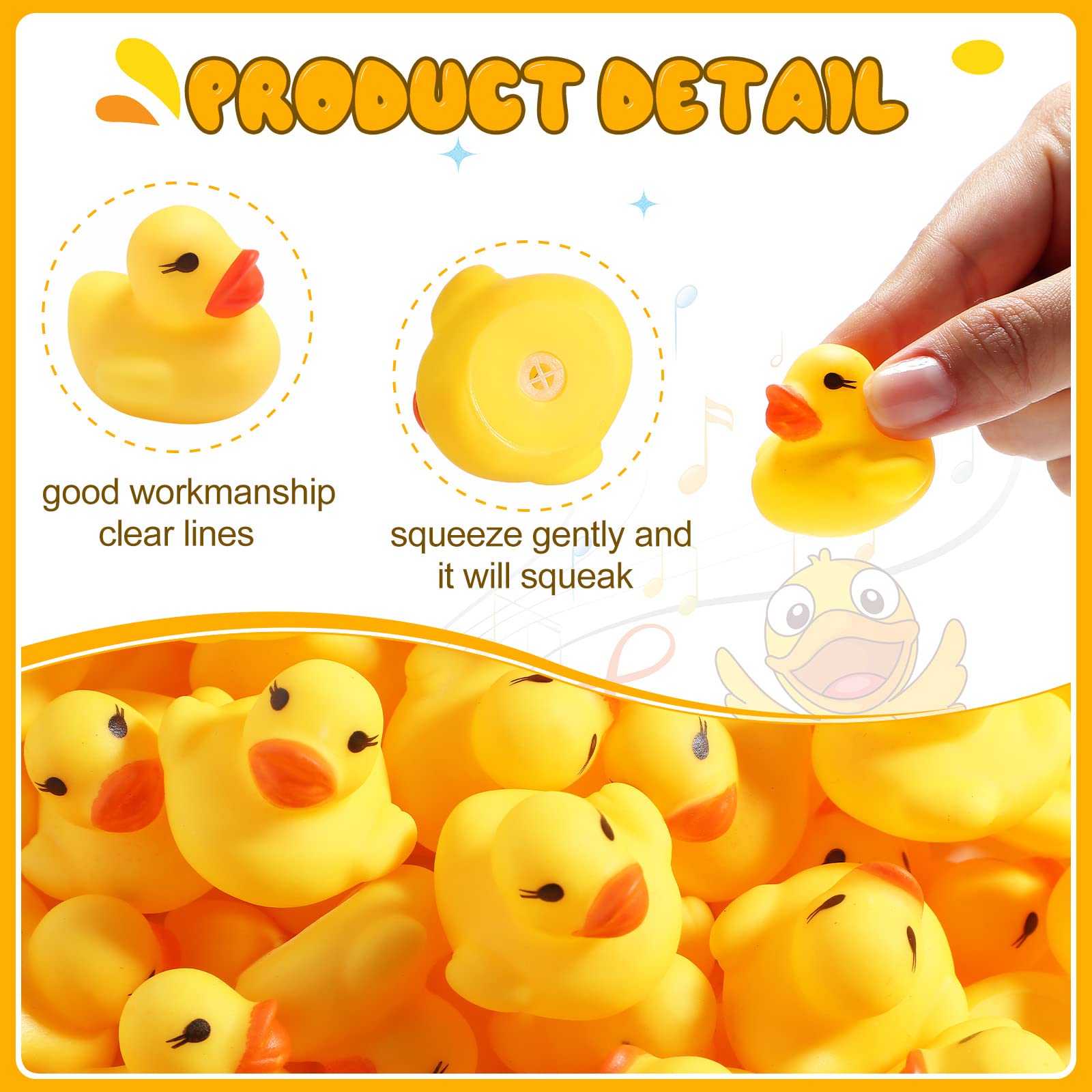 300 Pcs Rubber Ducks Bath Toy, Float Squeak Mini Yellow Ducks, Tiny Baby Shower Rubber Ducks, Preschool Bathtub Toy Pool Toy for Party Supplies Shower Birthday, Yellow (1.57 x 1.57 x 1.18 Inch)