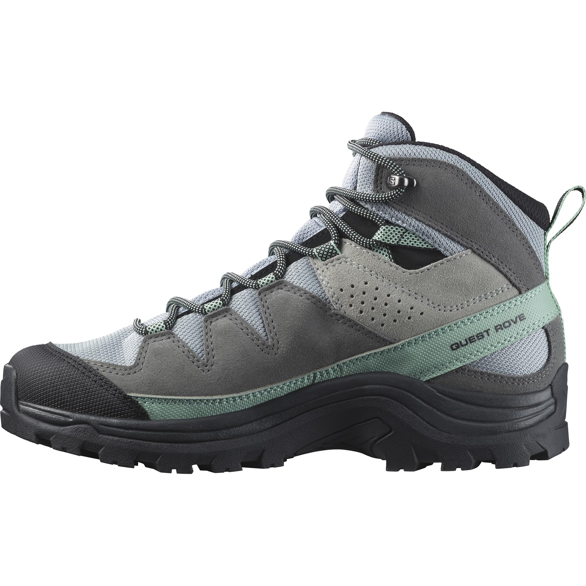 Salomon Women's QUEST ROVE GORE-TEX Leather Hiking Boots for Women, Quarry / Quiet Shade / Black, 9