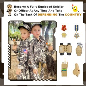 INNOCHEER Army Costume for Kids, Halloween Costumes for Boys Kids, Boys Military Soldier Costume for Boy Kids Age 3-6-8-10-12