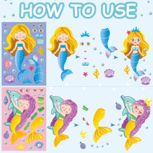 Zonon 48 Sheets Make a Mermaid Stickers Sheets for Mermaid Party Favors Mermaid Stickers for DIY Project Mermaid Birthday Decorations Party Favor(Mermaid)