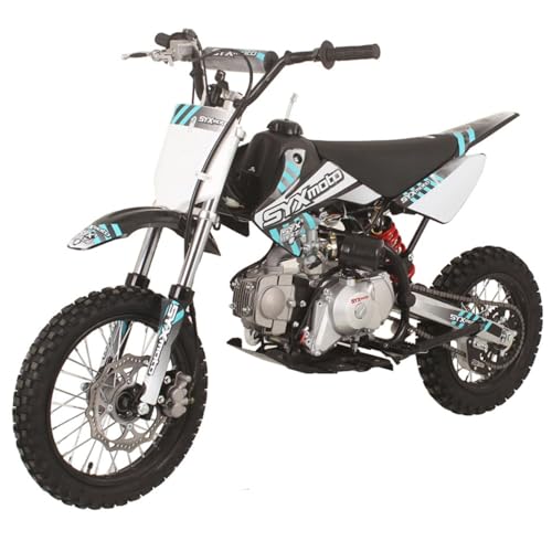 SYX MOTO 125cc Dirt Bike for Teens 12+yrs 4-Stroke Gas-Powered Dirt Bike Off-Road Motorcycle Electric Start Fully Automatic Transmission, Roost 125-1f, Black/Blue