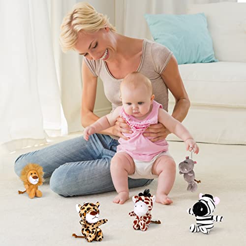 Elcoho 14 Pieces Safari Mini Jungle Animal Plush Toys Small Stuffed Forest Animals Plush Toys 5.9 Inch Keychain Decorations for Animal Themed Parties Goody Bags Filler Favors (Standing)