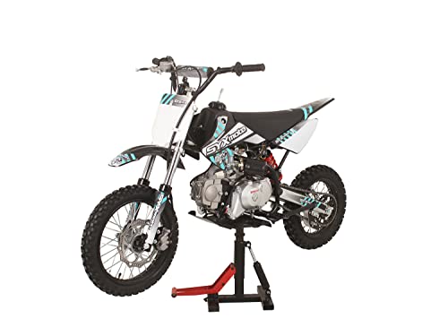 SYX MOTO 125cc Dirt Bike for Teens 12+yrs 4-Stroke Gas-Powered Dirt Bike Off-Road Motorcycle Electric Start Fully Automatic Transmission, Roost 125-1f, Black/Blue