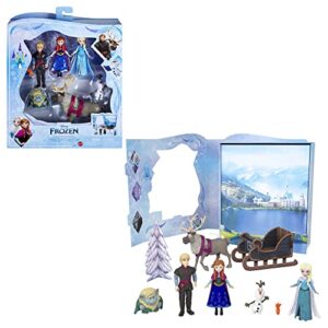 mattel disney frozen toy set with 6 key characters, classic storybook playset, 4 small dolls, 2 figures & accessories, inspired by the movie