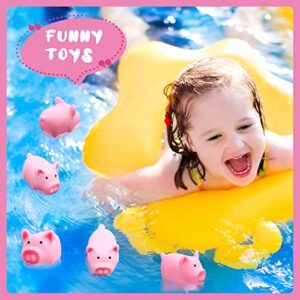 100 Pcs Rubber Pig Bath Toy Bulk Mini Pig Toys Pink Piggy Bathtub Toys Float Squeak Toys for Baby Shower Halloween Christmas Party Birthday Gift, 2.25 x 1.5 x 1.5 Inches