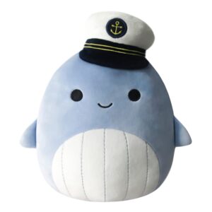 squishmallows 8-inch samir blue whale with sailor hat - little ultrasoft official kelly toy plush