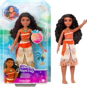 mattel disney princess moana singing fashion doll in signature outfit, sings "how far i'll go" from movie