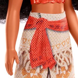 Mattel Disney Princess Toys, Moana Fashion Doll, Sparkling Look with Brown Hair, Brown Eyes & Hair Accessory, Inspired by the Movie