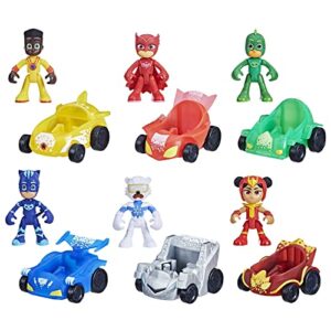 pj masks power heroes racer collection preschool toy with 6 action figures and 6 vehicles for kids 3 years up (amazon exclusive)