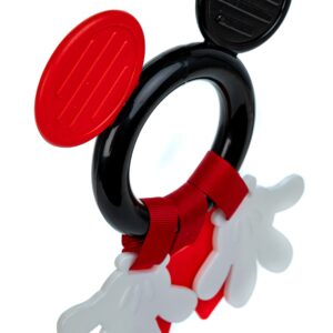 KIDS PREFERRED Disney Baby Mickey Mouse Teether, Black & White High Constrast Toy, Boys and Girls Ages 0+, Stroller On The Go Activity Toy, Multicolor