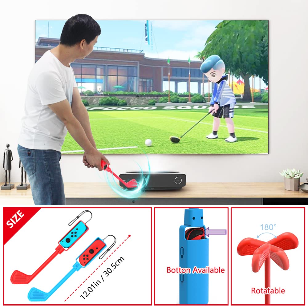 for Nintendo Switch Sports 13in1 Games Accessories Bundle Kit, for Mario Golf Clubs / Tennis Games Party wtih Portable Hand Bag, Soccer Leg Strap / Racket, Family / Children / Adult Gift Kit