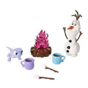 mattel disney frozen toys, set with olaf & bruni figures, plus 5 campfire accessories, inspired by mattel disney frozen 2 movie