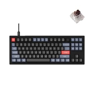 keychron v3 wired custom mechanical keyboard knob version, tkl qmk/via programmable with hot-swappable keychron k pro brown switch compatible with mac windows linux carbon black (non-transparent)