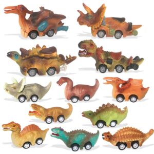 e eakson dinosaur toy pull back cars, 12 pack dino toys for 3 year old boys and toddlers, boy toys age 3,4,5 and up, pull back toy cars, dinosaur games with t-rex