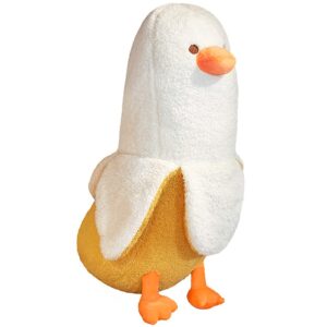 peach cat banana duck plush toy cute plushie hugging plush pillow duck stuffed animal for girls and boys white 35.4"