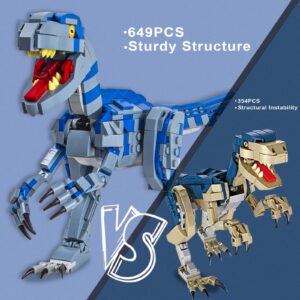 Jurassic Dinosaur Toys Compatible with Lego, 649PCS Velociraptor Building Kit for 6-10 Boys, 15.1 Inches Big Creative Dinosaur Toy for 7-9 Year Old Boy Christmas Birthday