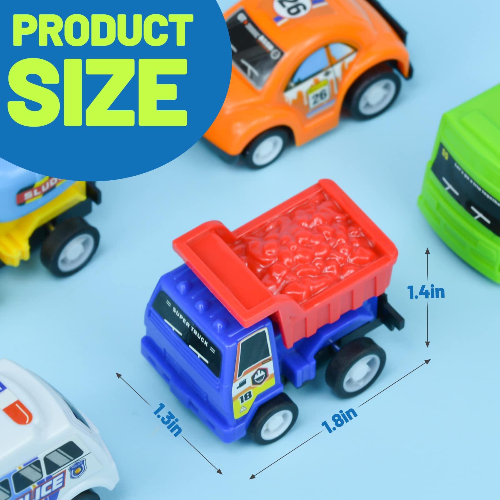 20 Pack Pull Back City Cars and Trucks Toy Vehicles for Toddlers 1-3 Mini Car Toys Fire Trucks & Construction Vehicles & Police Cars Play Set for Kids 3 4 5 6 7 Goodie Bag Stuffers Party Favors