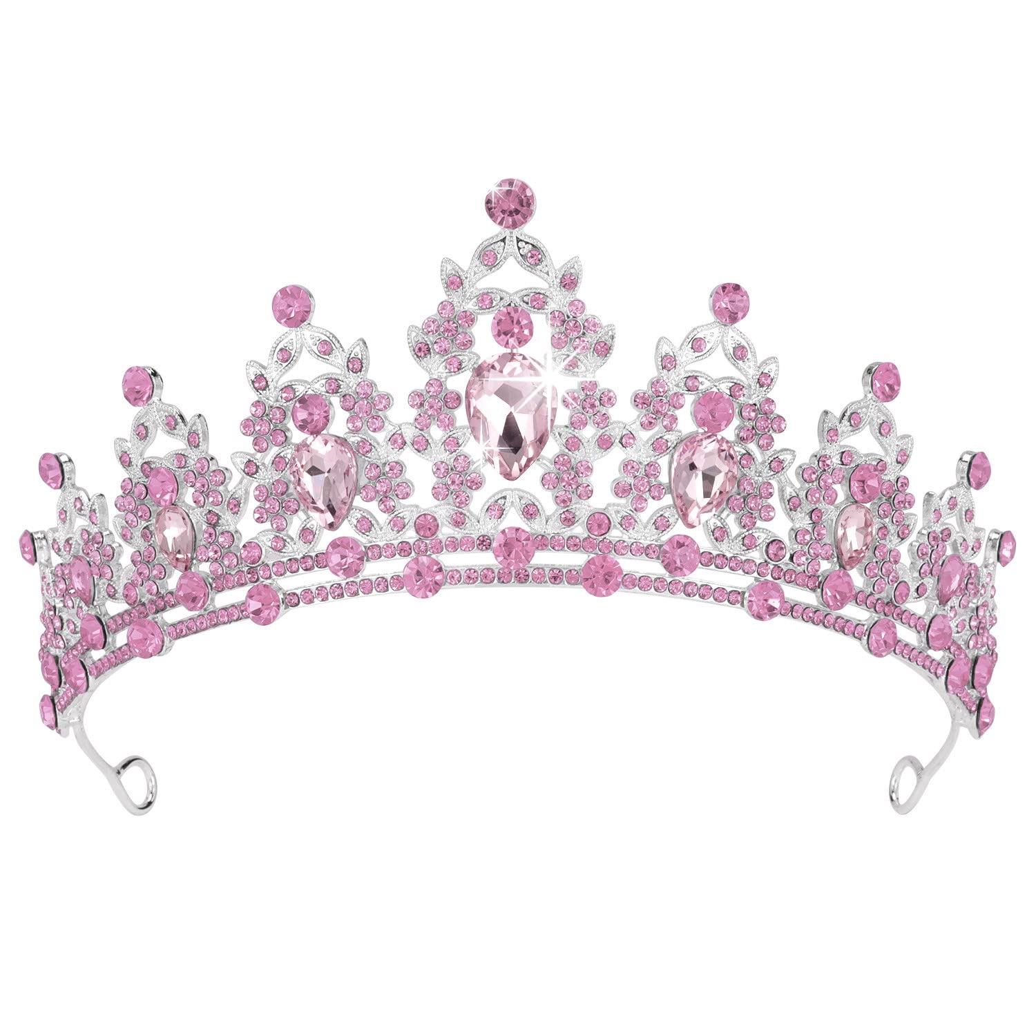 Tiaras for Women, Didder Pink Crystal Tiara Crowns for Women, Silver Crown Tiaras for Girls Princess Crown Wedding Tiaras and Crowns for Women Brides Birthday Party Christmas Prom