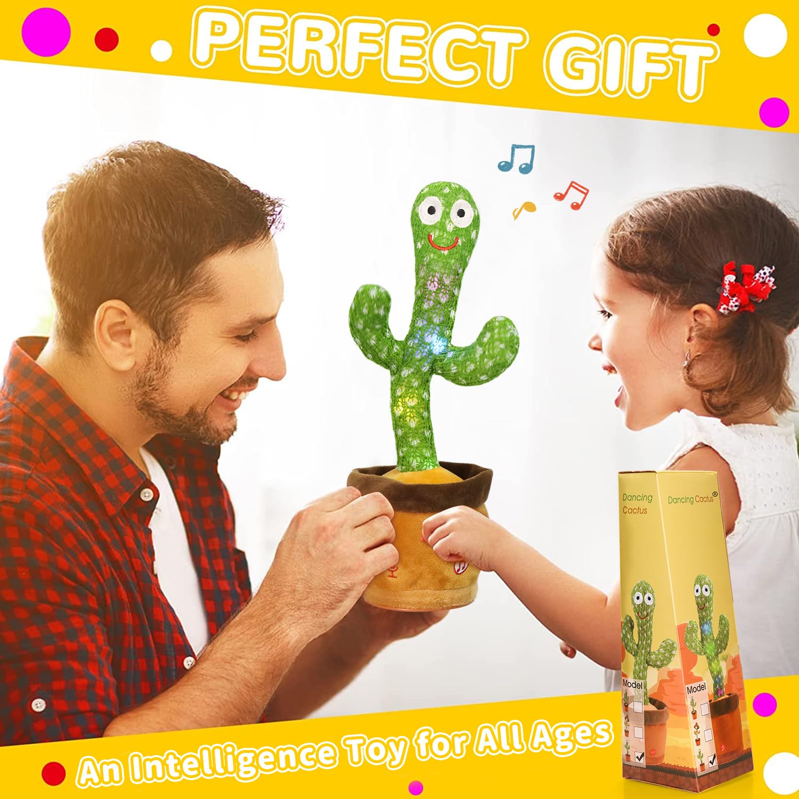 Emoin Dancing Cactus for Baby Boys Girls Tummy Time Toys, Cactus Baby Toys 6 to 12 Months Singing Talking Cactus Toy Repeat What You Say Infant Toy