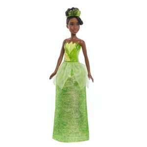 mattel disney princess toys, tiana fashion doll, sparkling look with brown hair, brown eyes & tiara accessory, inspired by the princess & the frog