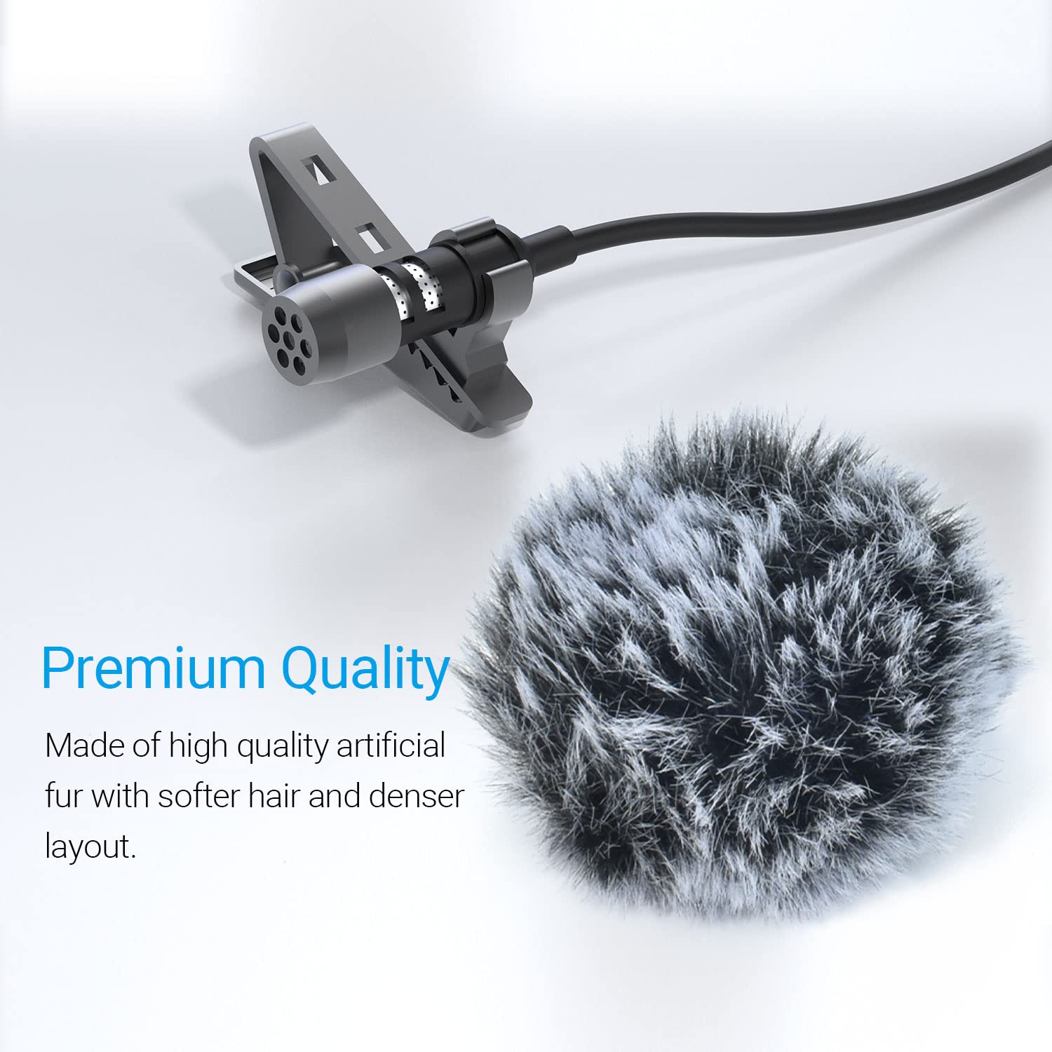 Cubilux Wind Muff (Dead cat) for Lavalier Lapel Microphone, Outdoor Furry Windscreen, Windshield, Windjammer for Mini MIC, 6-Pack