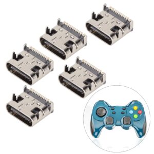 5PCs Replacement Charging Port Assembly for PS5 Controller, Repair Part USB C Adaptor Charger Socket