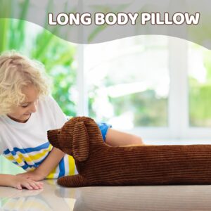 Ponjauk 43“ Dachshund Plush Long Pillow Brown Dog Body Pillow Animal Doll Cartoon Body Sleeping Hugging Long Pillows Stuffed Toy Home Sofa Cushion Decor 43 inch (Dachshund)