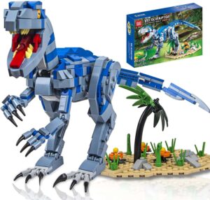 jurassic dinosaur toys compatible with lego, 649pcs velociraptor building kit for 6-10 boys, 15.1 inches big creative dinosaur toy for 7-9 year old boy christmas birthday