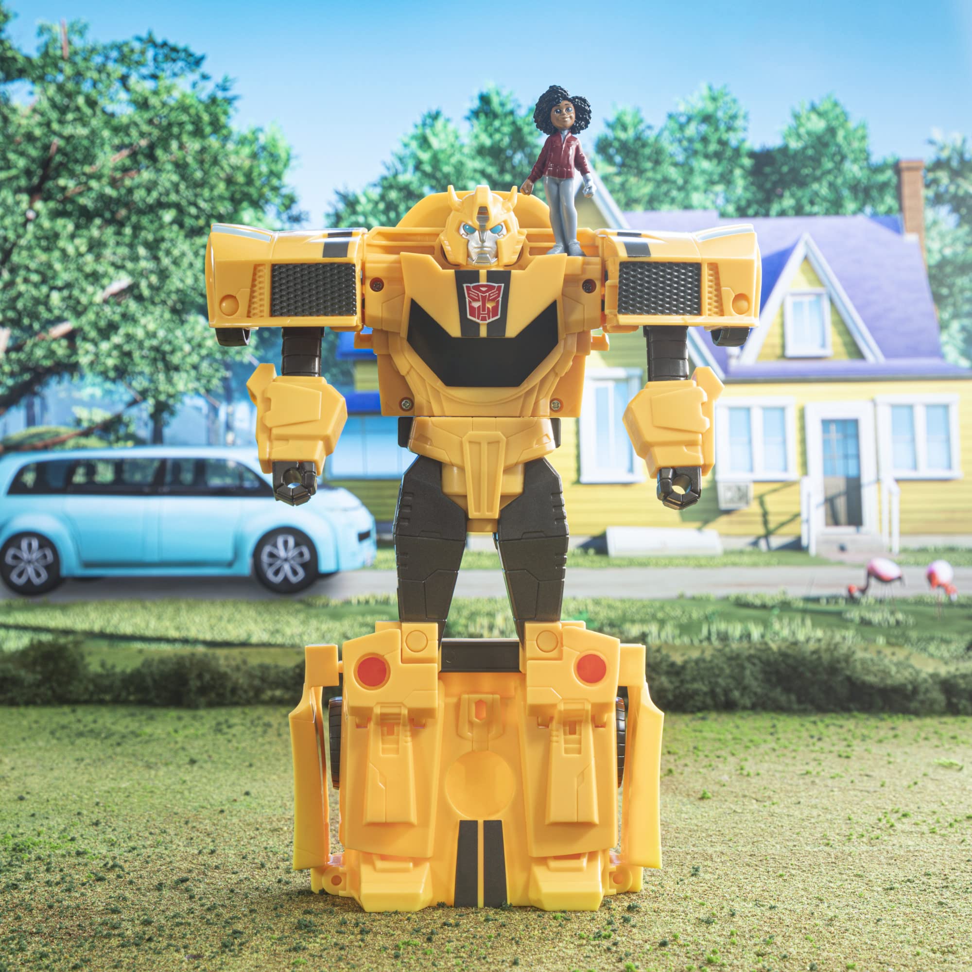 Transformers Toys EarthSpark Spin Changer Bumblebee 8-Inch Action Figure with Mo Malto 2-Inch Figure, Robot Toys for Ages 6 and Up