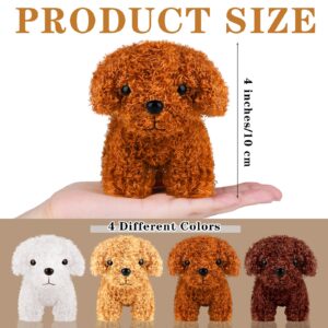 Elcoho 16 Pieces 4 Inches Mini Plush Dogs Stuffed Puppy Dog with Keychain Cute Stuffed Animal Toy Soft Toys Party Favor for Goodie Bag Birthday Party Gifts, 4 Colors (Curly Puppy)