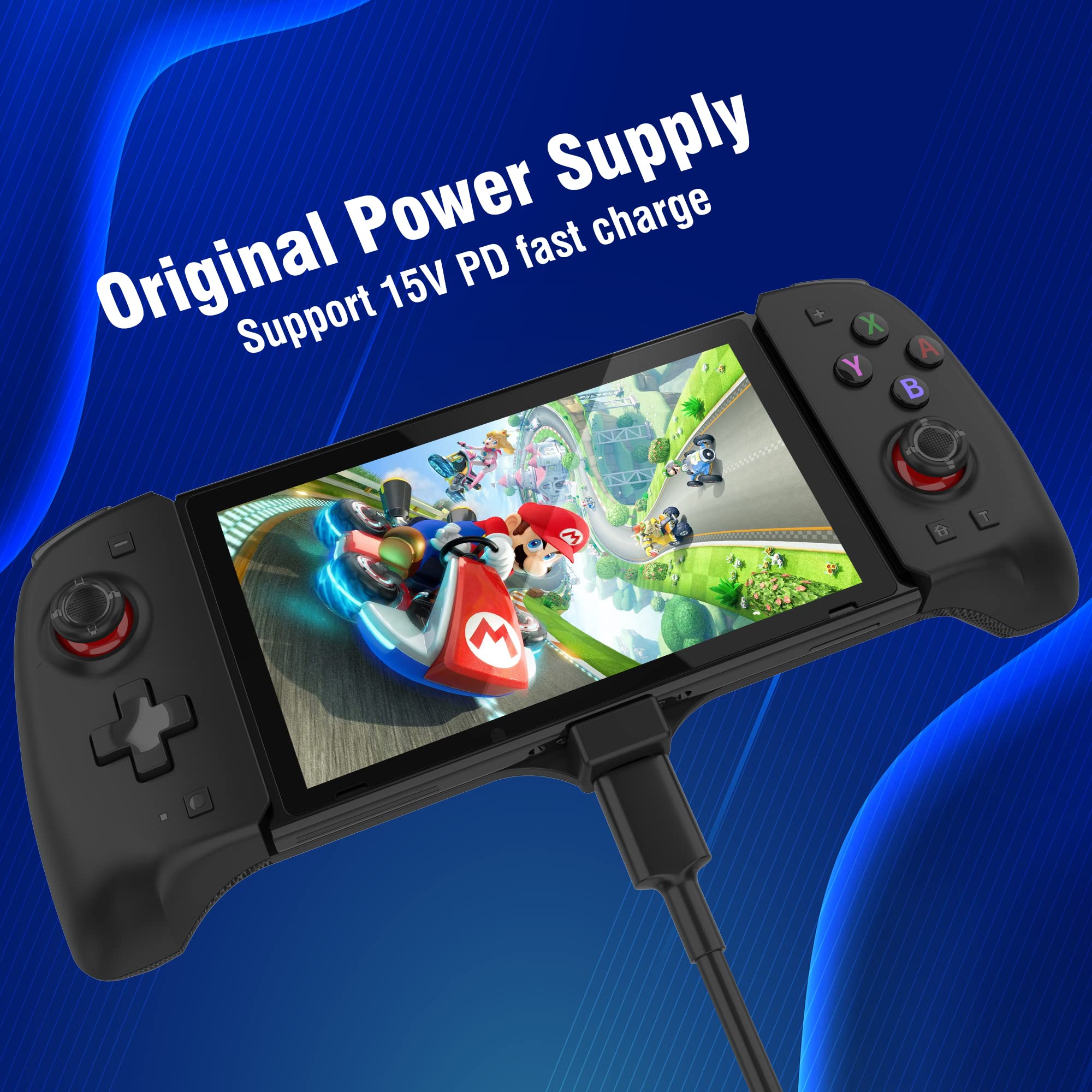 CXY CHYUHSIN Joy-Con Controller for Nintendo Switch - USB-C Plug & Play, 15V PD Fast Charging, Dual Vibration & 6-Axis Gyro, 3 Turbo Speeds, Protect Console, Easy Setup