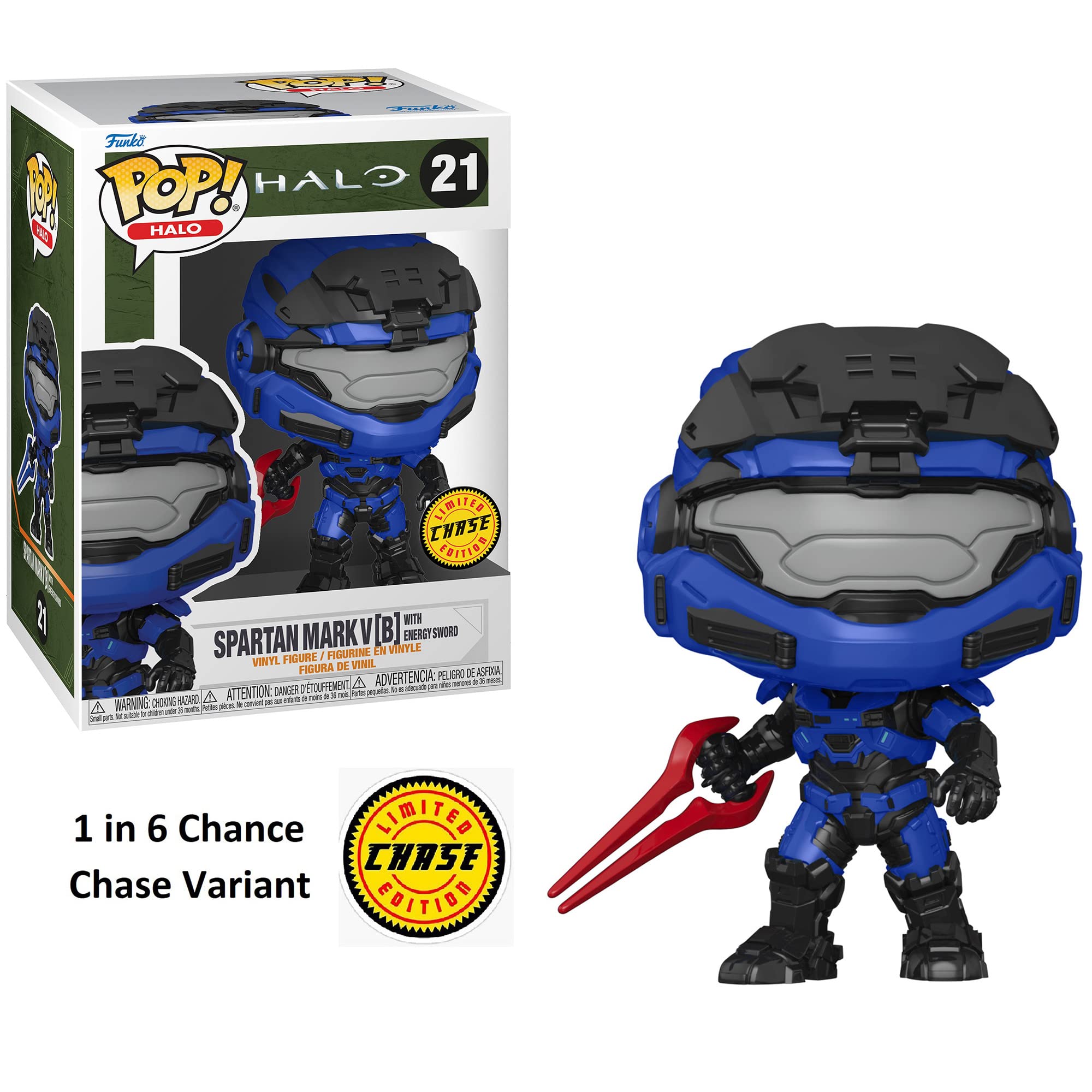 Funko Pop! Games: Halo Infinite Collectors Set - 3 Figures: Grunt Conscript Plasmo Pistol, Spartan Mark V [B] Blue Sword (Possible Red Sword Chase Variant), 6" Super Pop! Escharum Gravity Axe