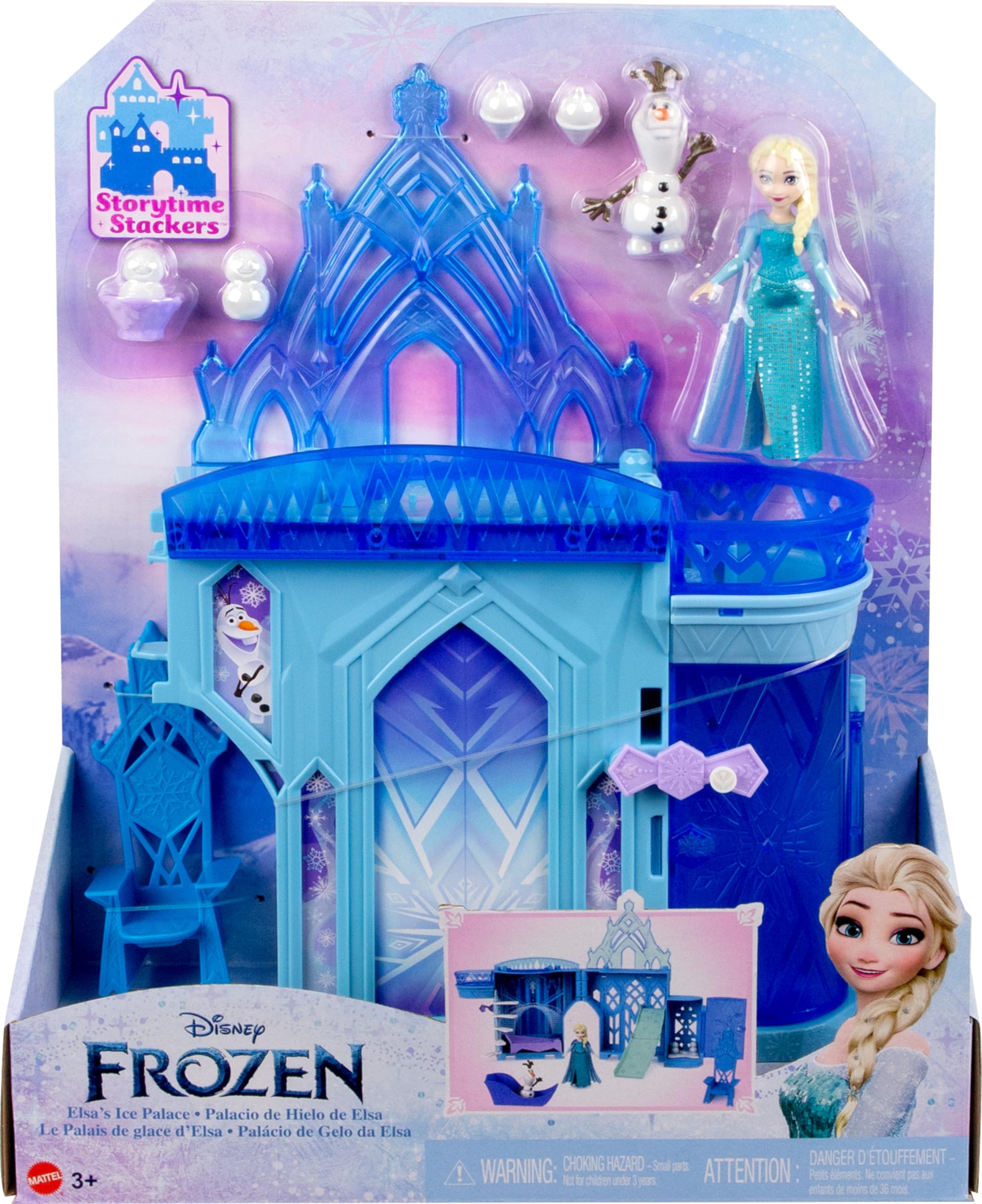 Mattel Disney Frozen Toys, Elsa Ice Palace Storytime Stackers, Castle Doll House Playset with Small Doll & 8 Accessories