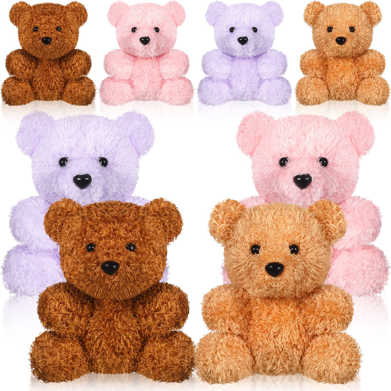 Threan 8 Pieces Mini Plush Bears 6 Inch Small Bear Stuffed Animal Toys Soft Bear Doll Wedding Present Box Stuffers for 2022 Graduation Baby Shower Birthday