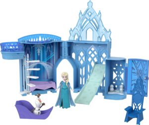 mattel disney frozen toys, elsa ice palace storytime stackers, castle doll house playset with small doll & 8 accessories