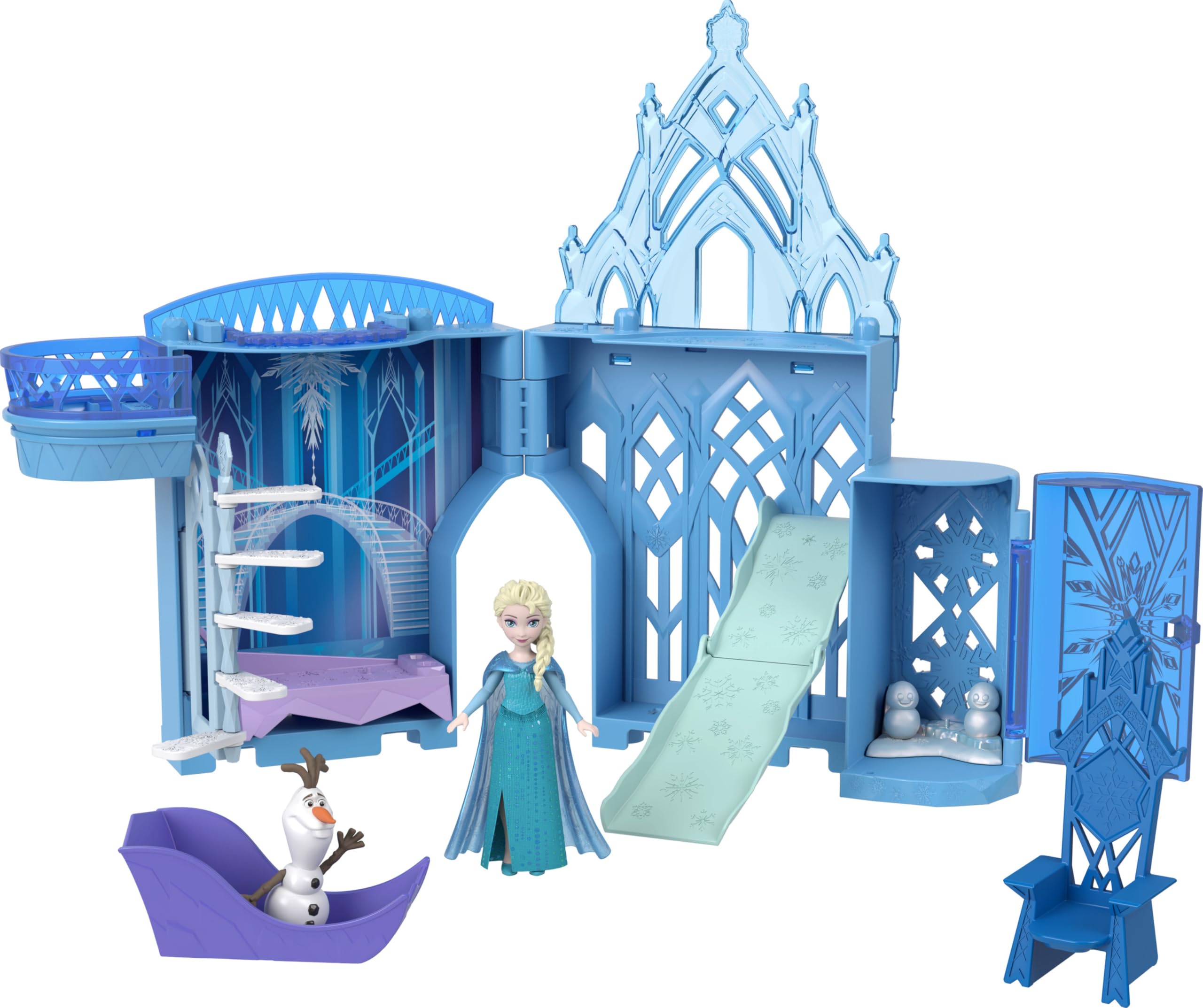 Mattel Disney Frozen Toys, Elsa Ice Palace Storytime Stackers, Castle Doll House Playset with Small Doll & 8 Accessories