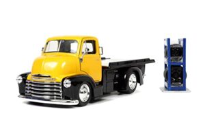 jada toys just trucks 1952 chevy coe flatbed die-cast car yellow/black, toys for kids and adults (33848)