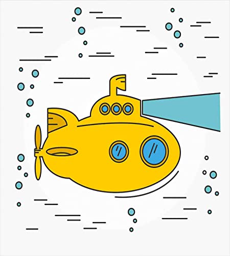 Ambesonne Yellow Submarine Duvet Cover Sets, Ocean Nautical Adventure Underwater Bubbles Porthole Cartoon, Bedding Set with 2 Duvet Covers & 4 Pillowcases, 2 Pack Queen Size, White Yellow Blue