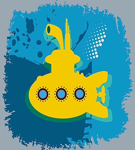 Ambesonne Yellow Submarine Duvet Cover Sets, Illustration of a Submarine Bubbles Under The Sea Print, Bedding Set with 2 Duvet Covers & 4 Pillowcases, 2 Pack Queen Size, Mustard and Petrol Blue