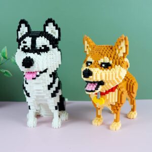 Building Blocks Mini Bricks Animal Pets, Dog Husky, Micro Bricks Dog Animal Building Toy Bricks Dog for Kids 10,11, 12, 13, 14, Teens or Adult, 1900 Pieces