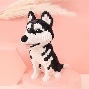 building blocks mini bricks animal pets, dog husky, micro bricks dog animal building toy bricks dog for kids 10,11, 12, 13, 14, teens or adult, 1900 pieces