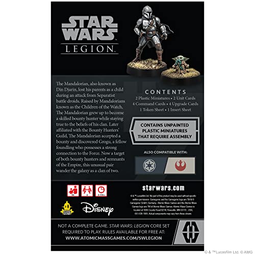 Star Wars: Legion Din Djarin & Grogu Operative Expansion - Tabletop Miniatures Game, Strategy Game for Kids and Adults, Ages 14+, 2 Players, 3 Hour Playtime, Made by Atomic Mass Games