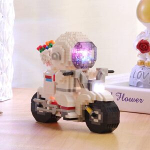 astronaut building set micro building blocks model with led light, stem building toy gifts for adult, diy bricks toys 1566pcs