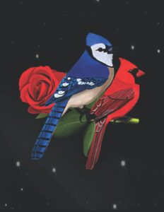 notebook: blue jay cardinal bird valentine's day rose birdlover notes interior / 8.5 x 11 inches / 140 pages