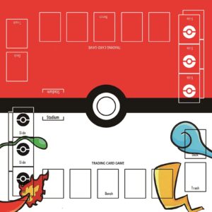 biouai playmat for trading card game - 2 player trainer mat for game with carry case tube(red)