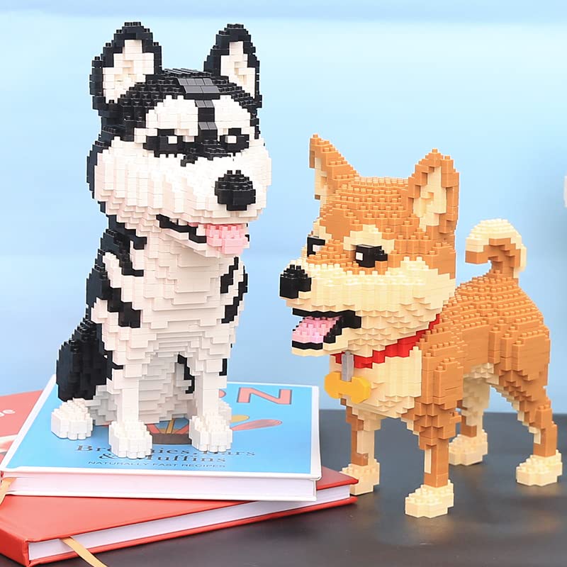 Building Blocks Mini Bricks Animal Pets, Dog Husky, Micro Bricks Dog Animal Building Toy Bricks Dog for Kids 10,11, 12, 13, 14, Teens or Adult, 1900 Pieces