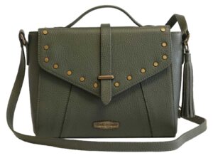 harley-davidson women's midnight rider leather shoulder bag - olive green