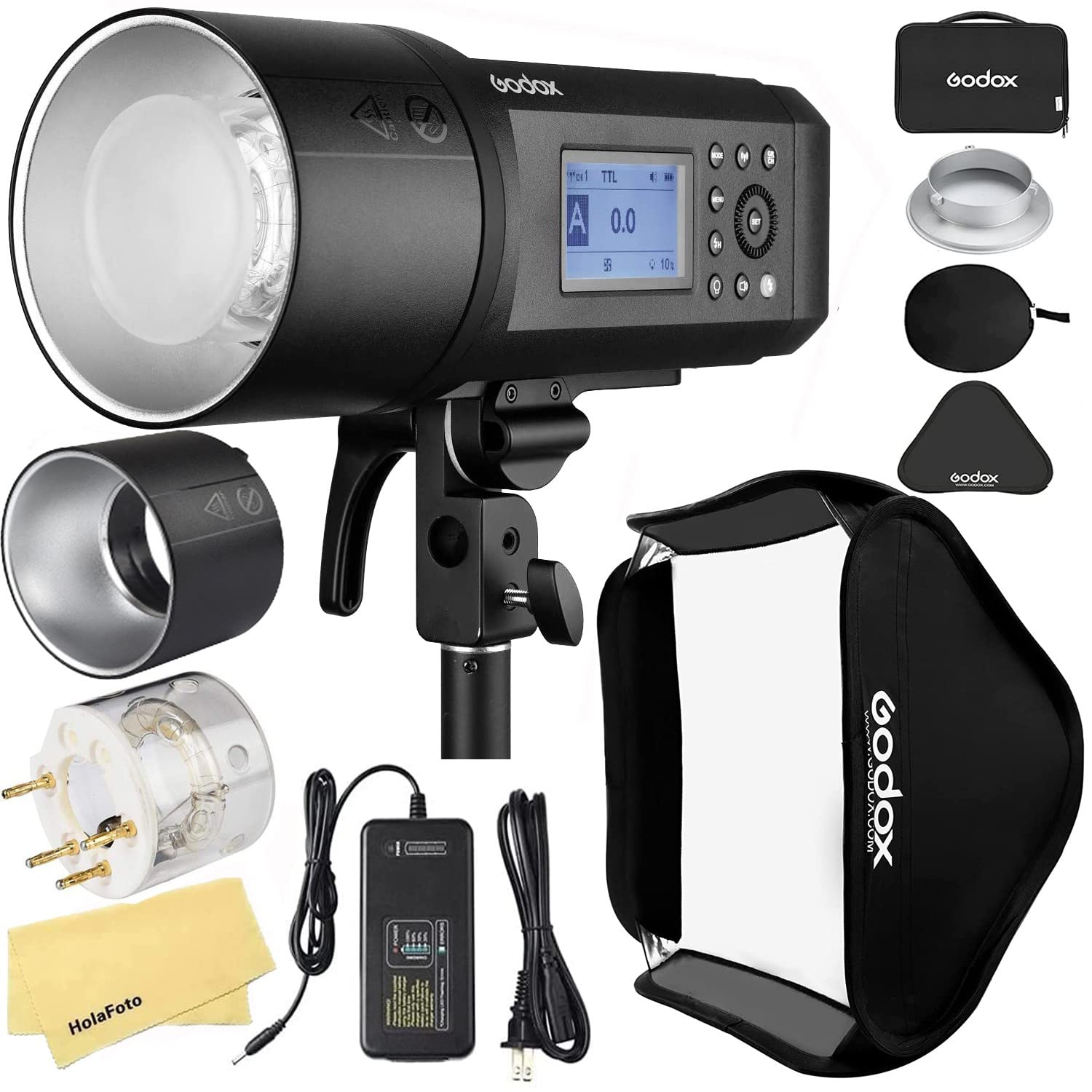 Godox AD600 Pro AD600Pro Godox Flash for Canon Nikon Sony Fujifilm Olympus Panasonic Camera,600Ws TTL Outdoor Flash with Li-ion Battery+Godox AD-R6 Standard Reflector+Godox Softbox 80cmX80cm /32"X32"