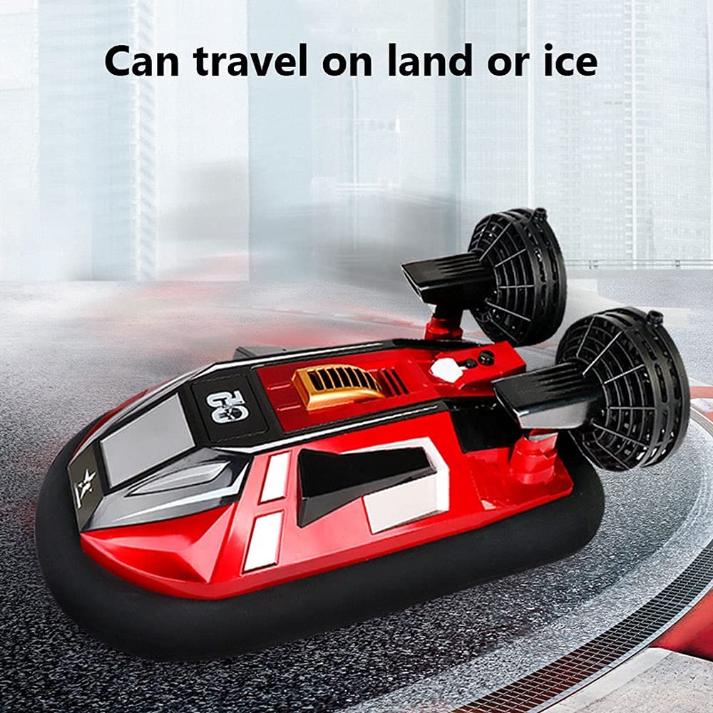 QAQQVQ Remote Control Hovercraft Boat for Land and Water 2.4 GHz Radio Control Amphibious Vehicle Toy with Double Power, 1:10 Electric Watercraft RC Racing Boat Gifts for Boys Girls